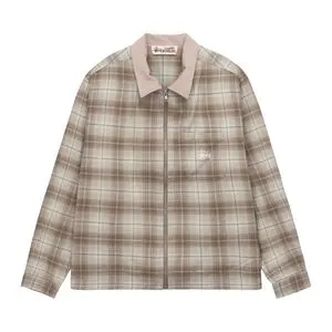 StÜssy Frank Plaid Zip Shirt 'tan