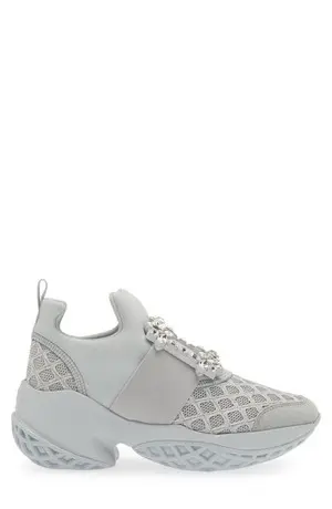 ROGER VIVIER Viv' Run Strass Sneakers - Cemento M/ Platino/ Grigio