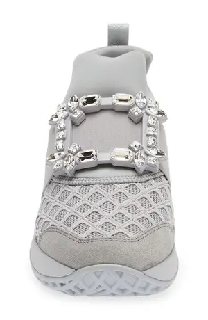 ROGER VIVIER Viv' Run Strass Sneakers - Cemento M/ Platino/ Grigio