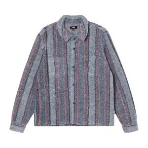 StÜssy Stripe Sherpa Shirt - Blue