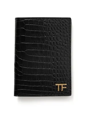 TOM FORD Croc-effect Glossed-leather Passport Holder