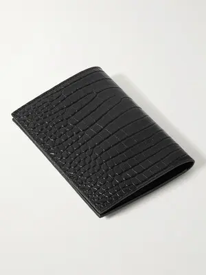 TOM FORD Croc-effect Glossed-leather Passport Holder