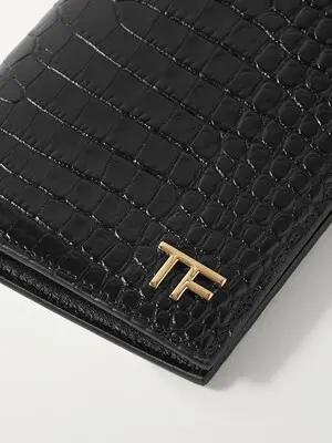 TOM FORD Croc-effect Glossed-leather Passport Holder