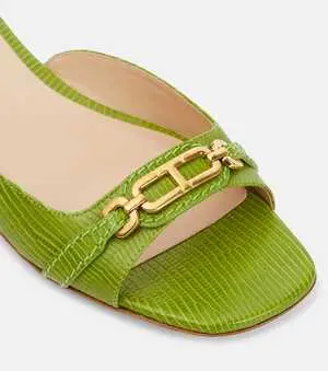TOM FORD Whitney Snake-effect Leather Slides - Green