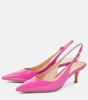 GIANVITO ROSSI Ribbon Patent Leather Slingback Pumps - Red