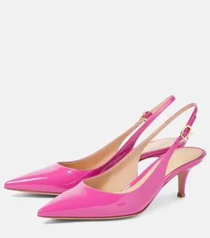 GIANVITO ROSSI Ribbon Patent Leather Slingback Pumps