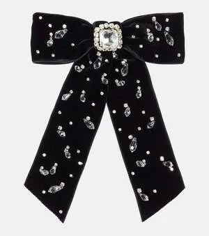 JENNIFER BEHR Alva Embellished Velvet Barrette - Black