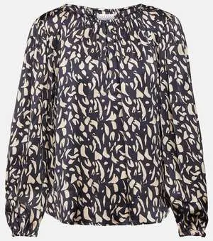 Velvet By Graham & Spencer Kade Printed Satin Blouse