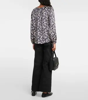 Velvet By Graham & Spencer Kade Printed Satin Blouse