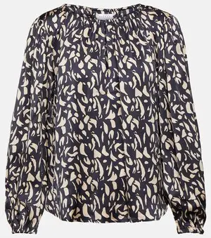 Velvet By Graham & Spencer Kade Printed Satin Blouse - Multicoloured