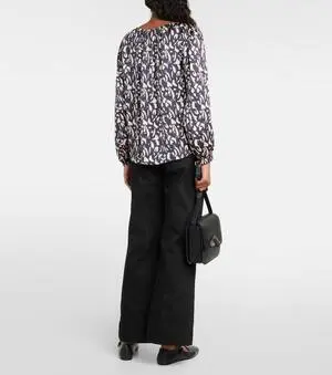 Velvet By Graham & Spencer Kade Printed Satin Blouse