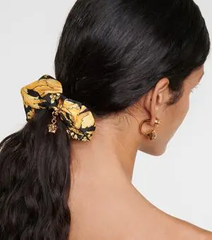 Versace Barocco Embellished Satin Scrunchie