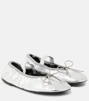 Proenza Schouler Metallic Leather Ballet Flats - Silver