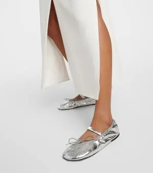 Proenza Schouler Metallic Leather Ballet Flats - Silver