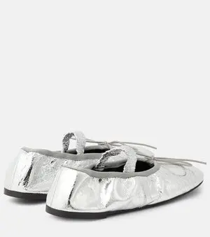 Proenza Schouler Metallic Leather Ballet Flats - Silver