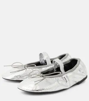 Proenza Schouler Metallic Leather Ballet Flats - Silver
