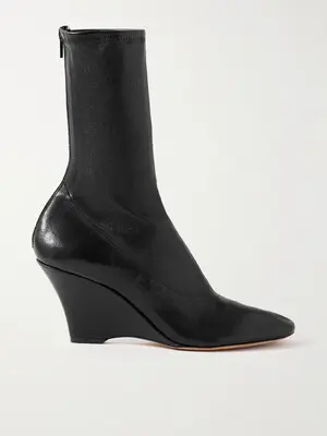 Khaite Leather Wedge Ankle Boots