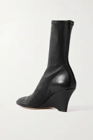 Khaite Leather Wedge Ankle Boots