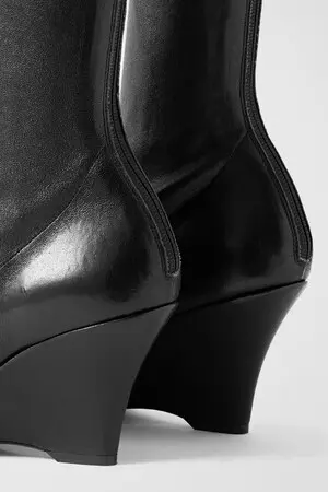 Khaite Leather Wedge Ankle Boots