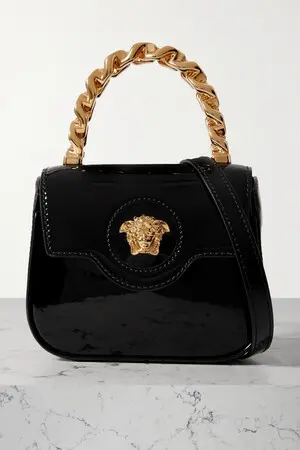 Versace La Medusa Patent-leather Shoulder Bag
