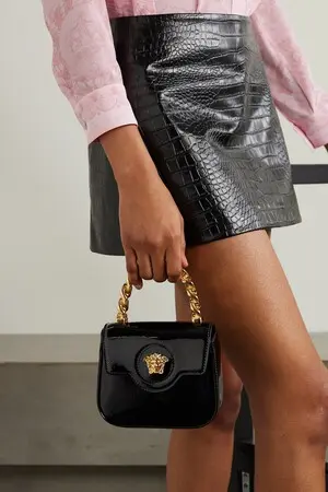 Versace La Medusa Patent-leather Shoulder Bag