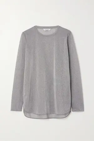Max Mara Etra Metallic Knitted Top - Gray