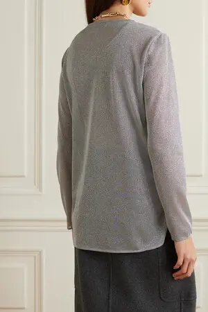 Max Mara Etra Metallic Knitted Top - Gray