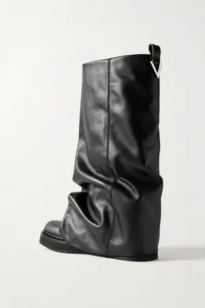 Attico Robin Layered Knee Boots - Black