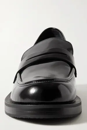 STUART WEITZMAN Palmer Glossed-leather Loafers