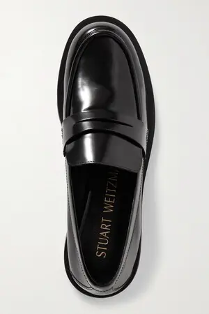 STUART WEITZMAN Palmer Glossed-leather Loafers