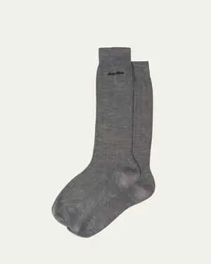 Miu Miu Logo-knit Silk Socks - Ardesia