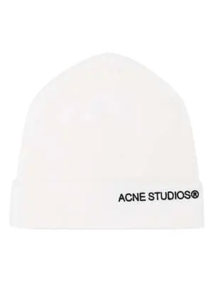 Buy Acne Studios Logo-embroidered Beanie - White At 40% Off  display picture 2