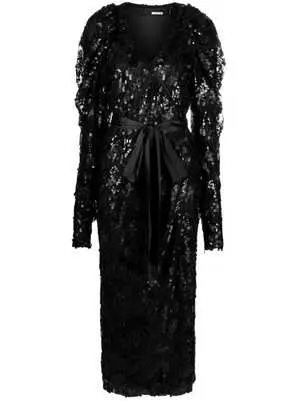 ROTATE BY BIRGER CHRISTENSEN Sequin Wrap Midi Dress
