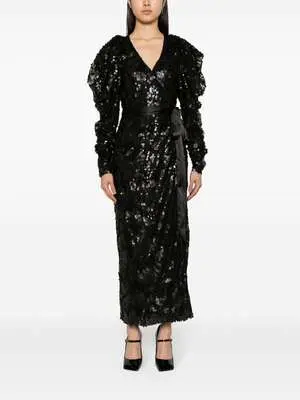 ROTATE BY BIRGER CHRISTENSEN Sequin Wrap Midi Dress