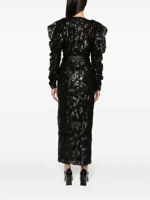 ROTATE BY BIRGER CHRISTENSEN Sequin Wrap Midi Dress
