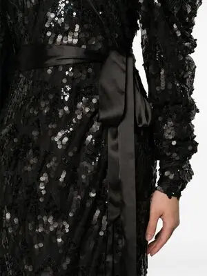 ROTATE BY BIRGER CHRISTENSEN Sequin Wrap Midi Dress