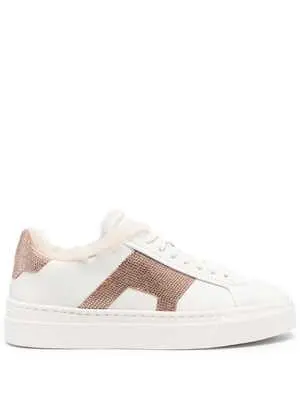 Santoni Rhinestone-embellished Leather Sneakers