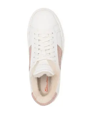 Santoni Rhinestone-embellished Leather Sneakers