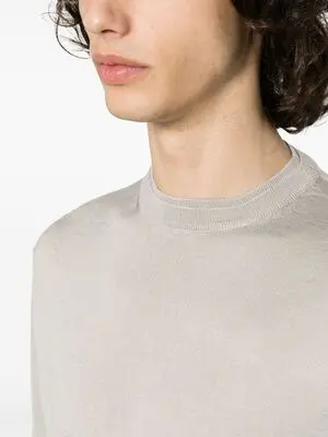 Eleventy Crew Neck Wool-blend Jumper - Grey