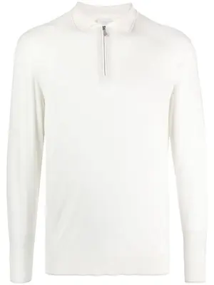 Eleventy Half-zip Wool Polo Shirt - White