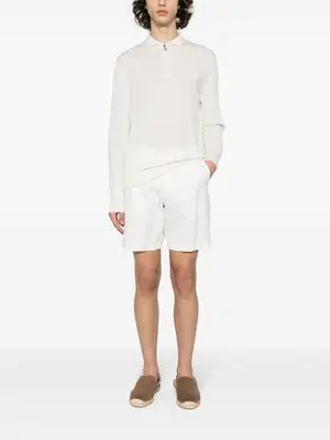 Eleventy Half-zip Wool Polo Shirt - White
