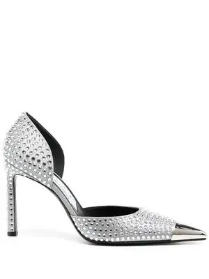SERGIO ROSSI X Area Dagger 95mm Rhinestone Pumps Silver