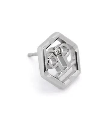 Philipp Plein Hexagonal Logo Stud Earrings