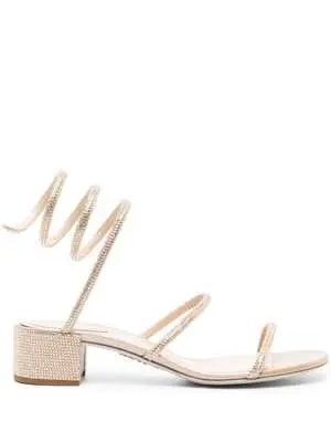 Rene Caovilla Cleo 40mm Crystal-embellished Sandals - Neutrals