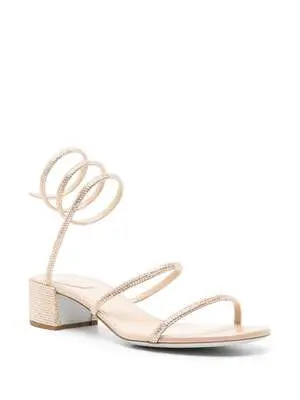 Rene Caovilla Cleo 40mm Crystal-embellished Sandals - Neutrals