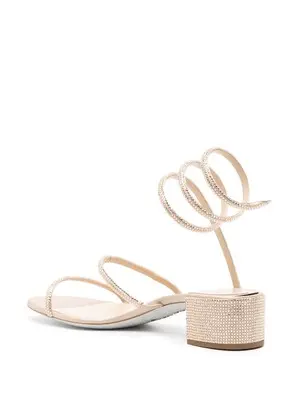 Rene Caovilla Cleo 40mm Crystal-embellished Sandals - Neutrals