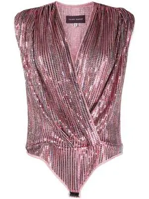 Talbot Runhof Bayadere Sequin Bodysuit