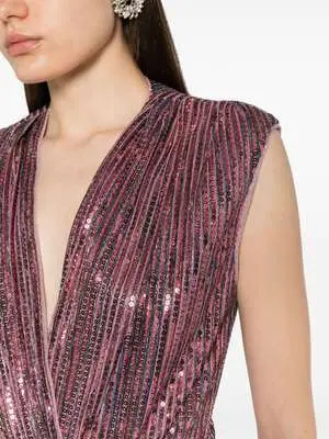 Talbot Runhof Bayadere Sequin Bodysuit