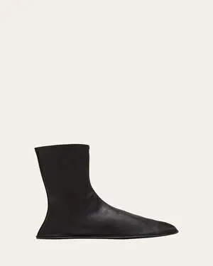 THE ROW THE ROW Leather Mid Sock Boots - Black