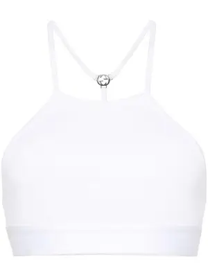 Gucci Interlocking G Ribbed Cropped Top - White
